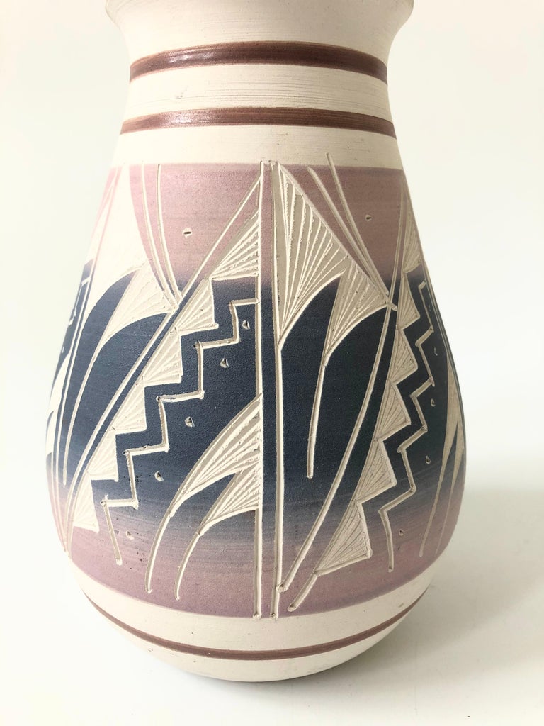 Vintage Carved Southwestern Pottery Vase at 1stDibs