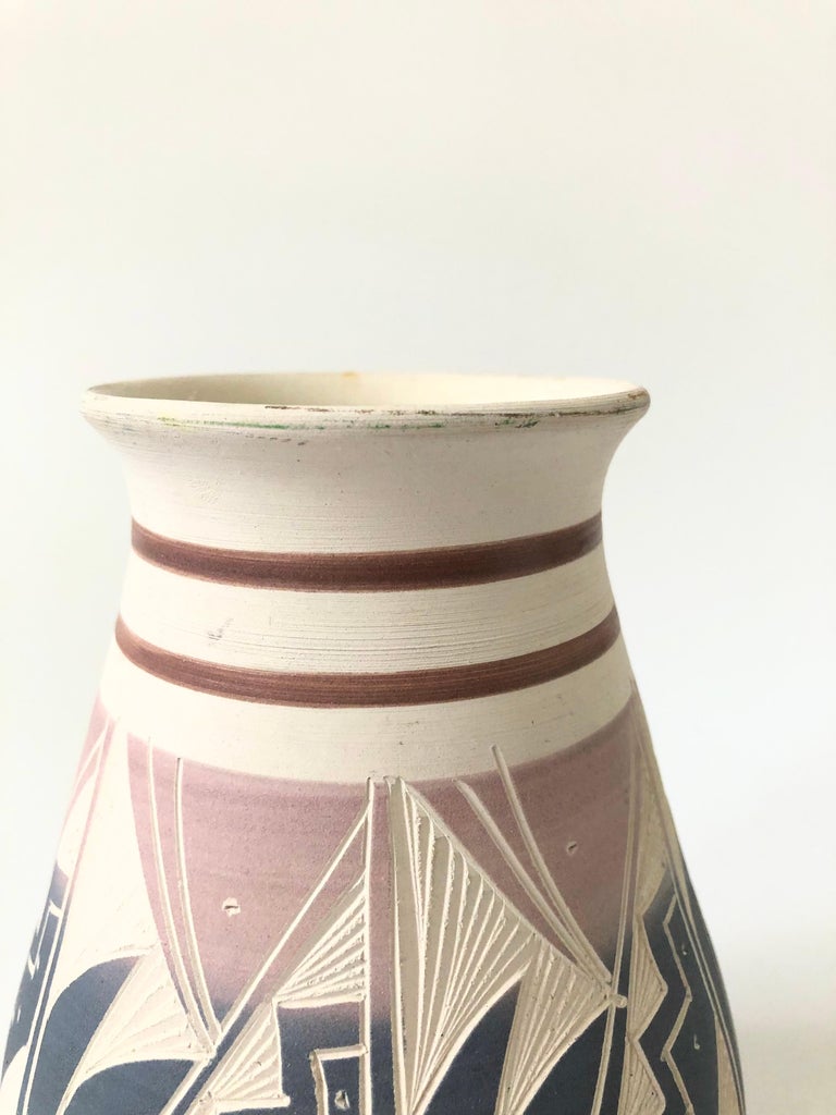 Vintage Carved Southwestern Pottery Vase at 1stDibs