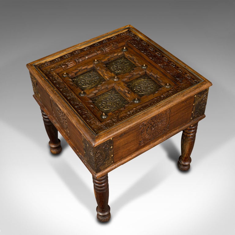 Vintage Carved Spice Table, Far Eastern, Glass Topped, Coffee, Lamp ...