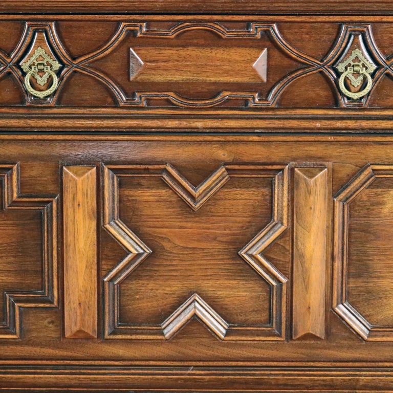 Vintage Carved Walnut Gothic Style Sideboard by Kittinger, 20th Century ...