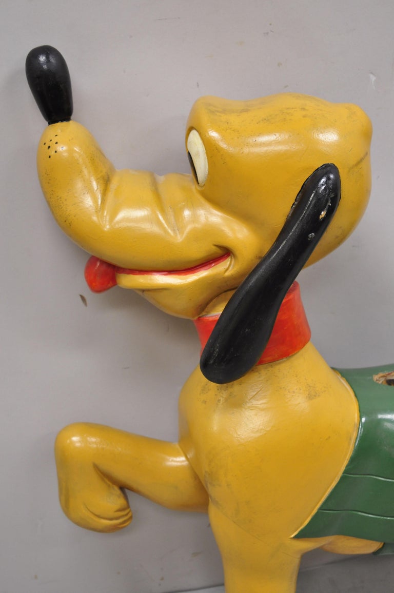 Vintage Carved Wood Disney World Pluto Dog Carousel Horse Ride Large ...