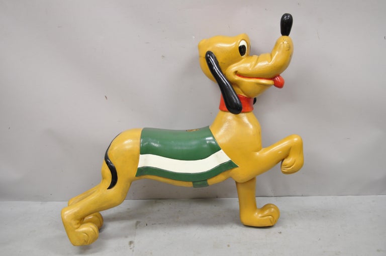 Vintage Carved Wood Disney World Pluto Dog Carousel Horse Ride Large ...