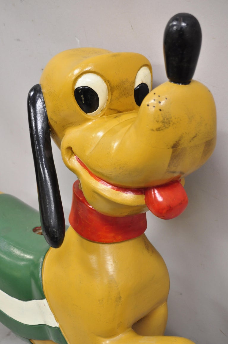 Vintage Carved Wood Disney World Pluto Dog Carousel Horse Ride Large ...