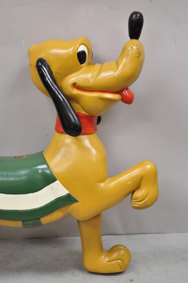Vintage Carved Wood Disney World Pluto Dog Carousel Horse Ride Large ...