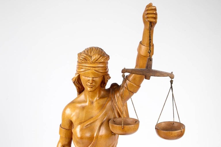 Vintage Carved Wood Justice Figure at 1stDibs