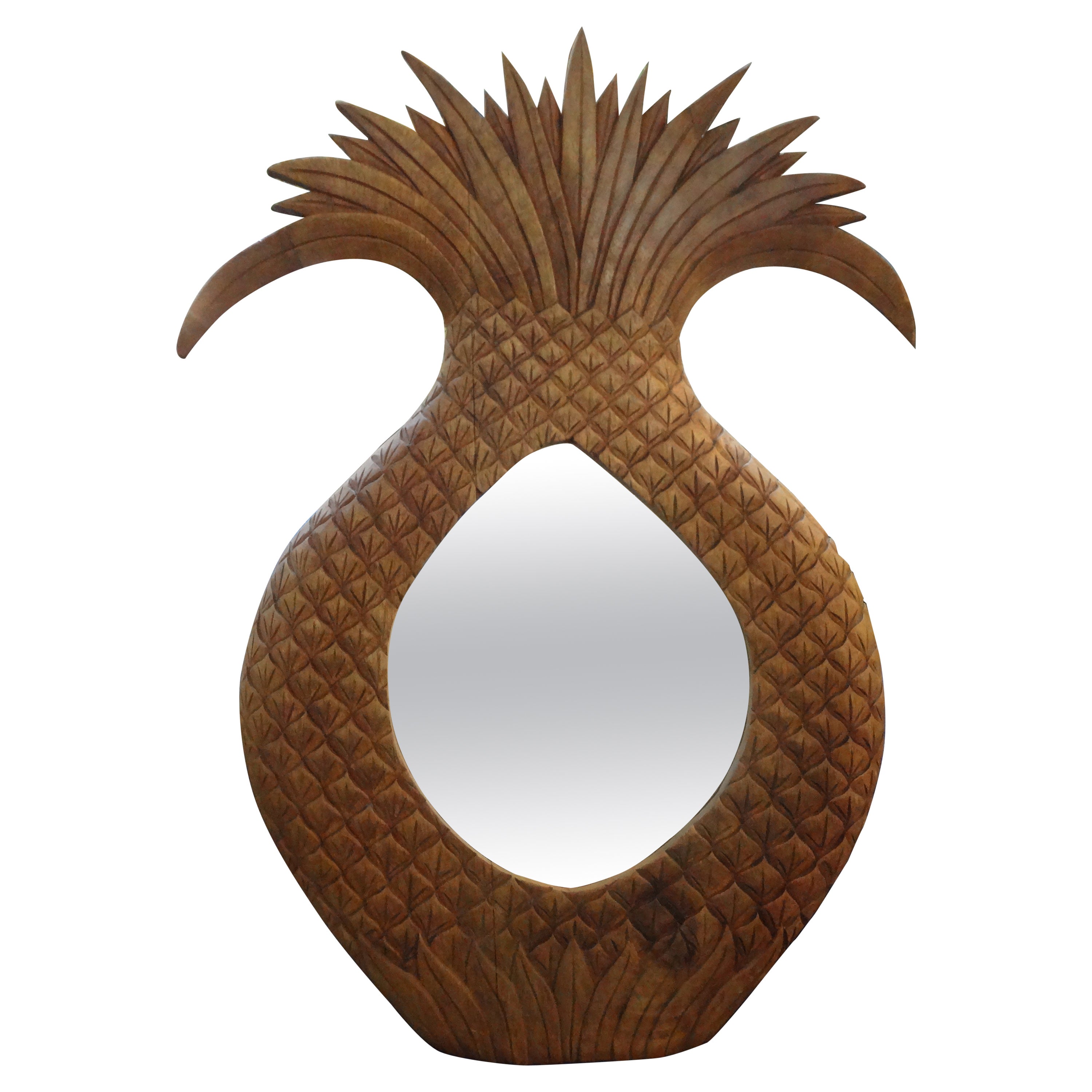Vintage Carved Wood Pineapple Mirror at 1stDibs
