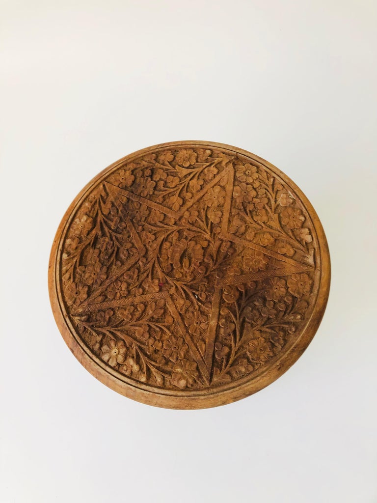 Vintage Carved Wood Plant Stand For Sale at 1stDibs
