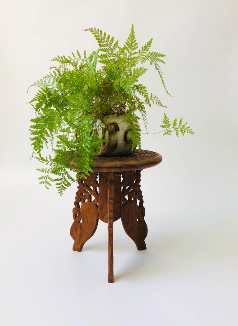 Vintage Carved Wood Plant Stand For Sale at 1stDibs