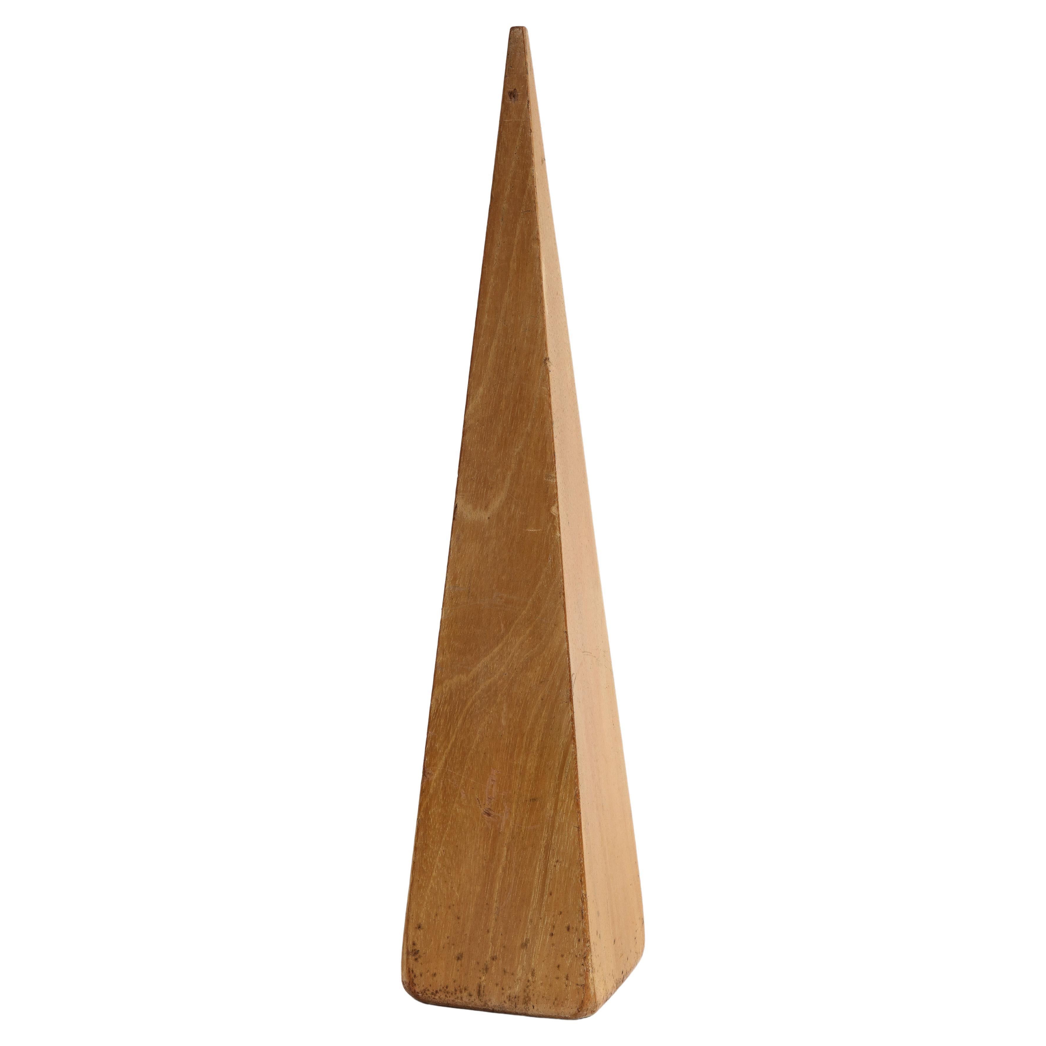 Vintage Carved Wood Prism Geometric Sculpture For Sale at 1stDibs