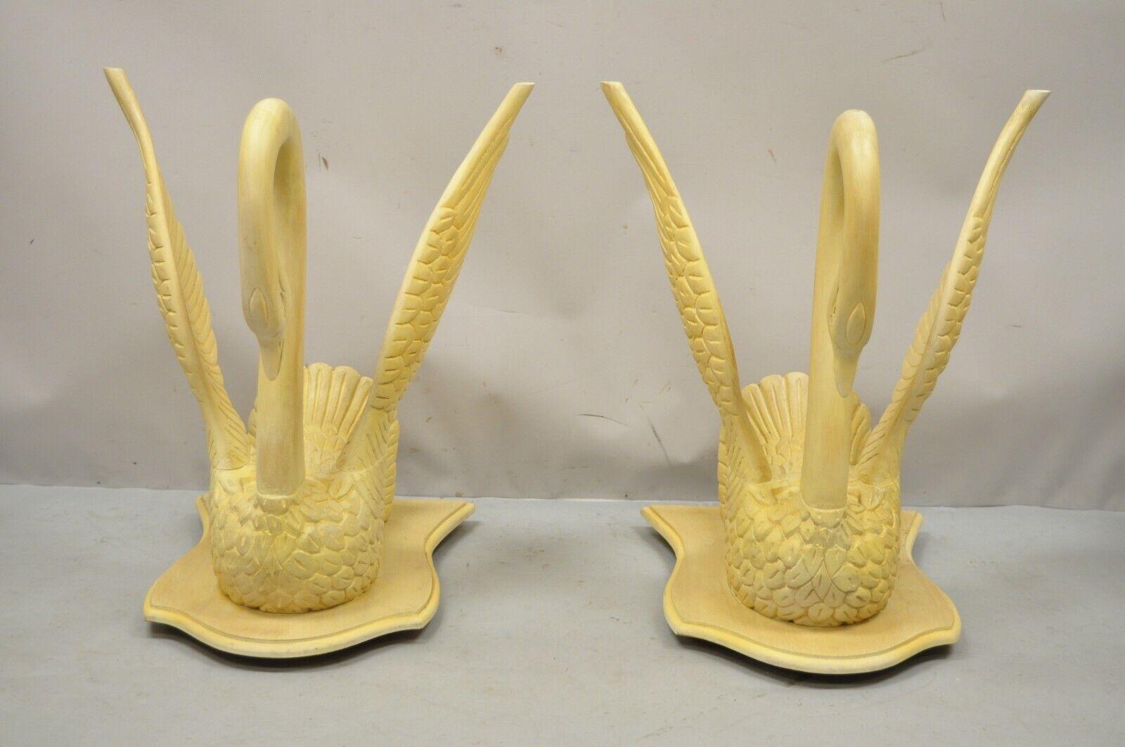 Vintage Carved Wood Regency Style Swan Bird Double Pedestal Table Base ...