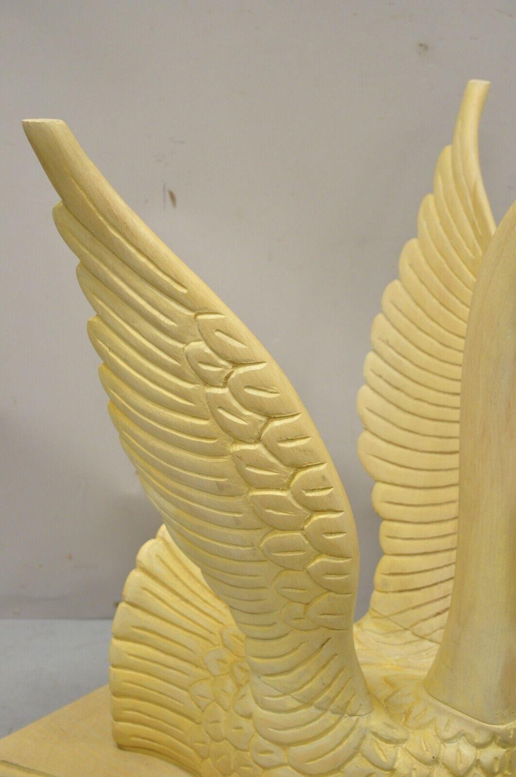 Vintage Carved Wood Regency Style Swan Bird Double Pedestal Table Base ...