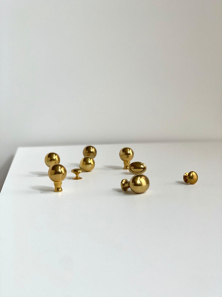 Vintage Cast Brass Baldwin Mid-Century Modern Knob Set, Cabinet Handles ...