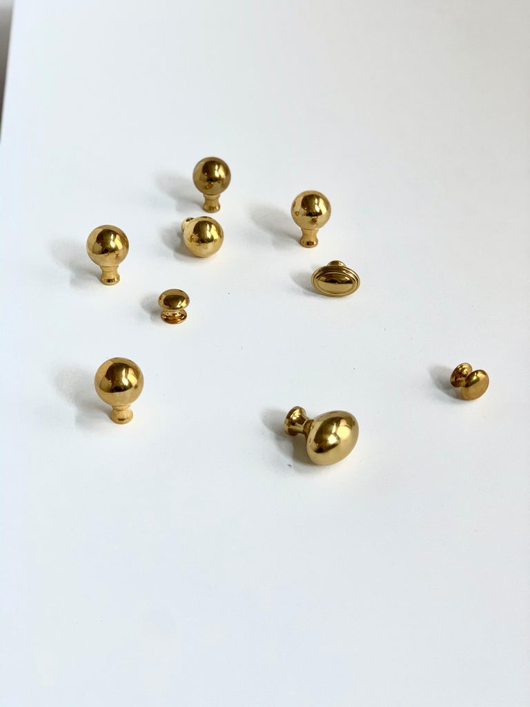 Vintage Cast Brass Baldwin Mid-Century Modern Knob Set, Cabinet Handles ...