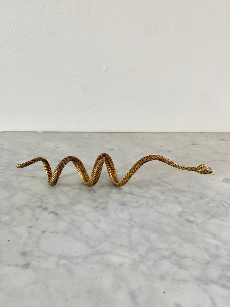 Vintage Cast Brass Coiled Serpent Snake For Sale at 1stDibs