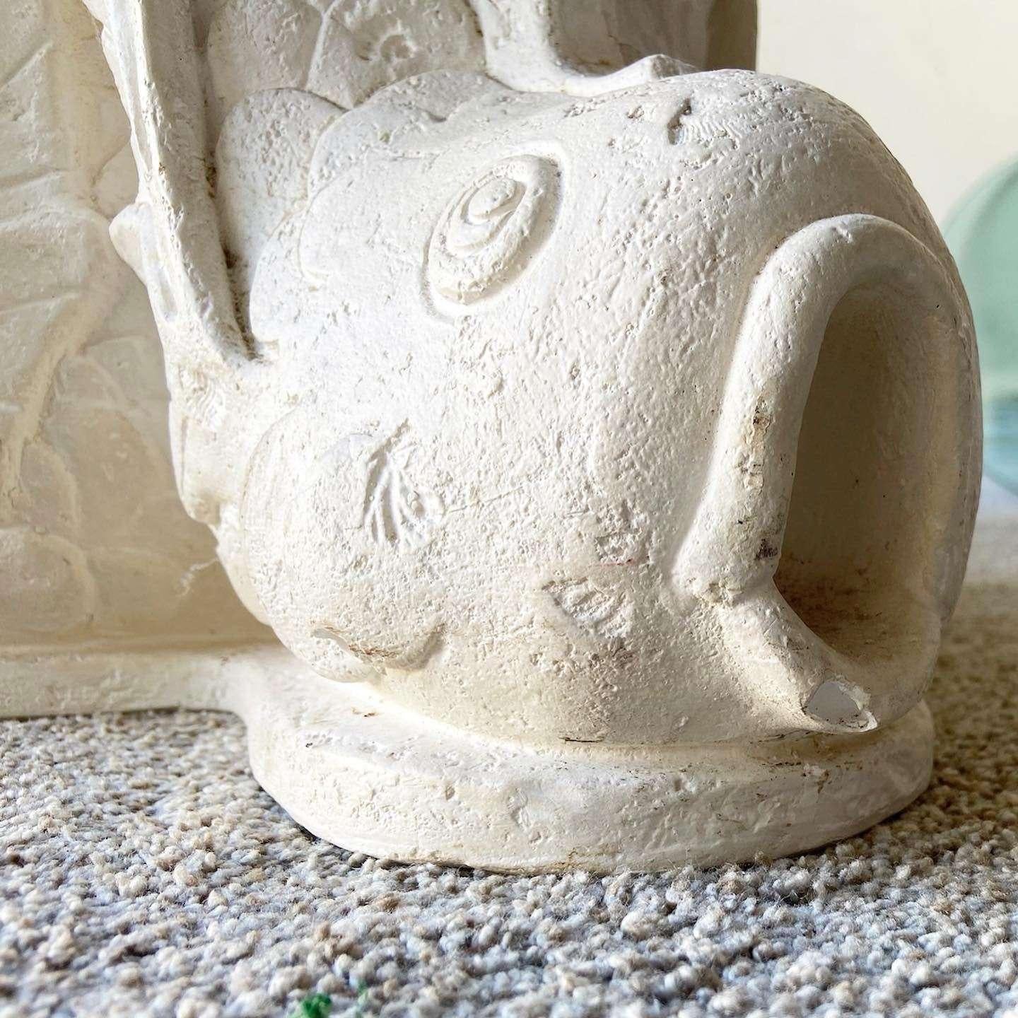 Vintage Cast Cement Fish Glass Top Side Table by Bon Art For Sale at ...