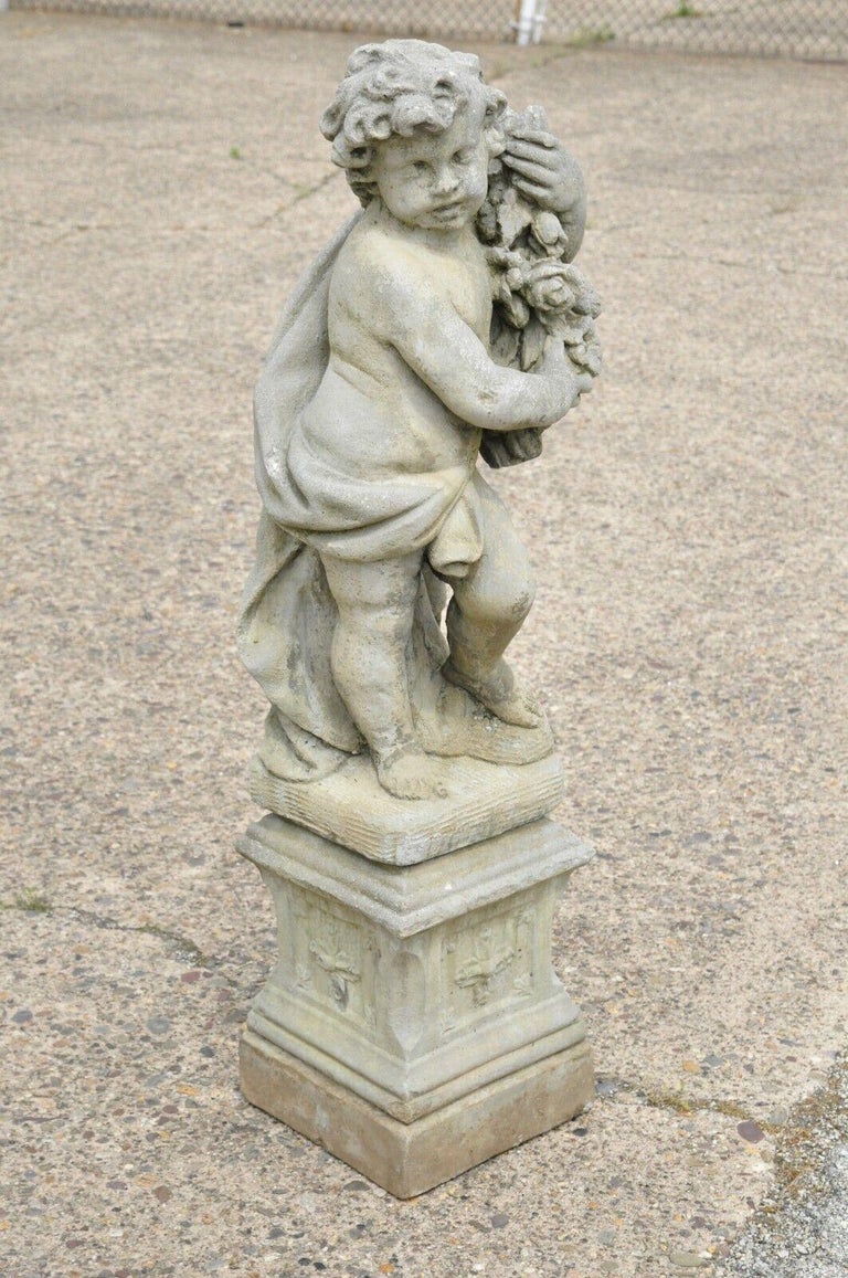 Vintage Cast Concrete Four Seasons Cherub Garden Statue Ornament on ...