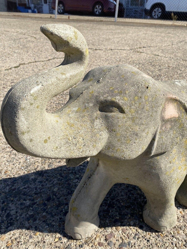 Vintage Cast Concrete Stone 31" Long Elephant Garden Statue Sculpture ...