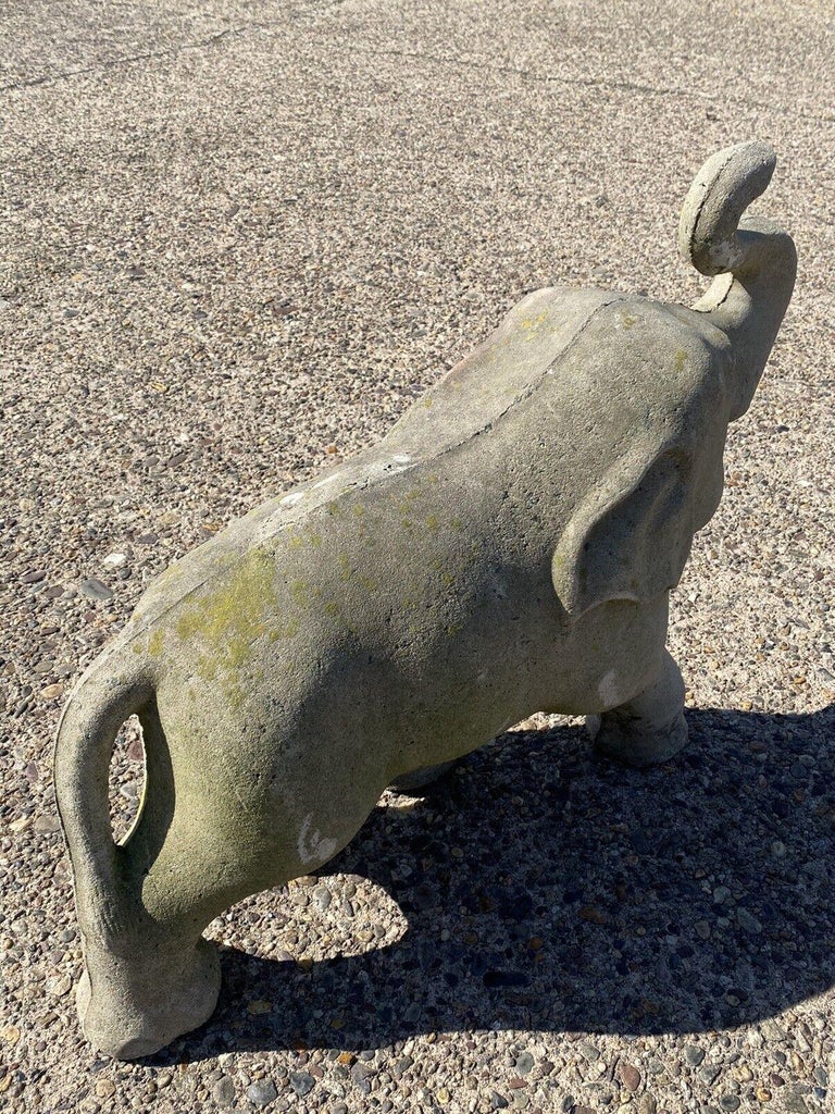 Vintage Cast Concrete Stone 31" Long Elephant Garden Statue Sculpture ...