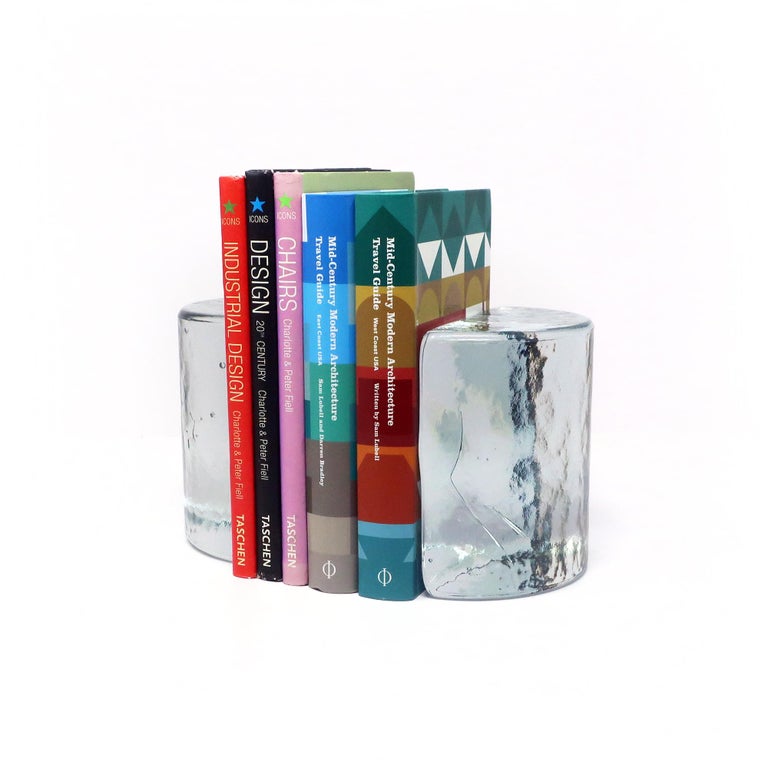 Vintage Cast Glass Bookends by Blenko For Sale at 1stDibs