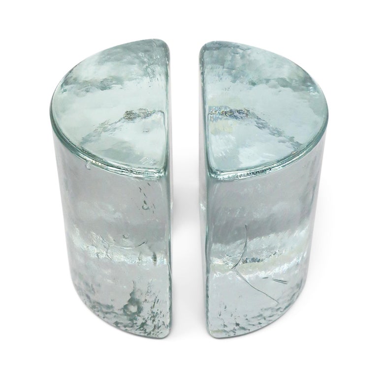 Vintage Cast Glass Bookends by Blenko For Sale at 1stDibs