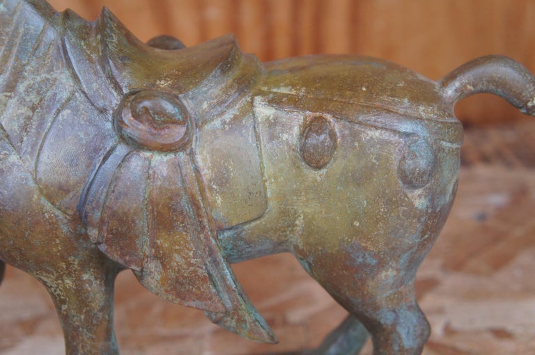 Vintage Cast Iron Chinese Tang Dynasty Warrior Horse Sculpture Statue ...