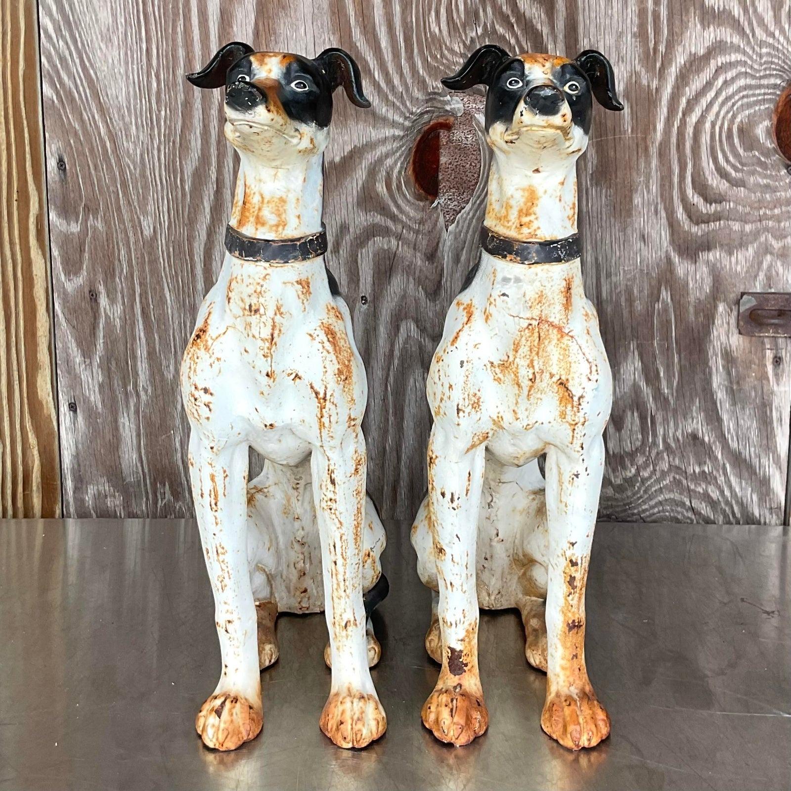 Vintage Cast Iron Dogs - a Pair For Sale at 1stDibs