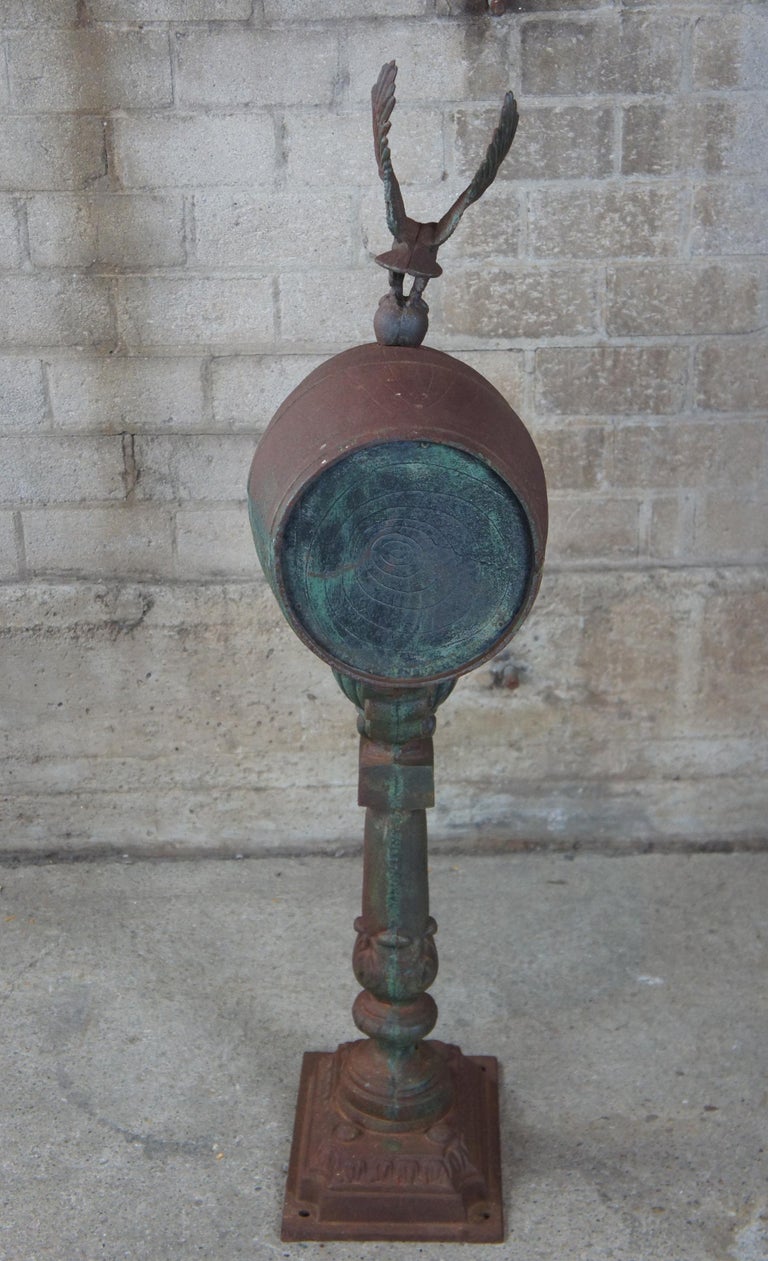 Vintage Cast Iron Free Standing Barrel Shaped Mailbox with Eagle Finial ...