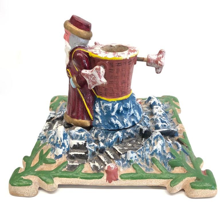 Vintage Cast Iron Santa Claus Belsnickle Tree Stand German, circa 1920 ...