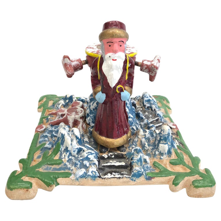 Vintage Cast Iron Santa Claus Belsnickle Tree Stand German, circa 1920 ...