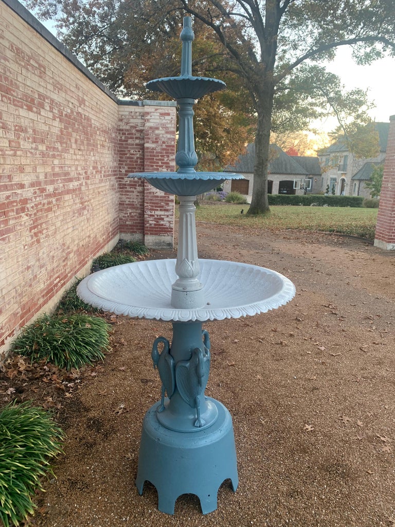 Vintage Cast Iron Victorian Style Three-Tier Heron Reclaimed Fountain ...