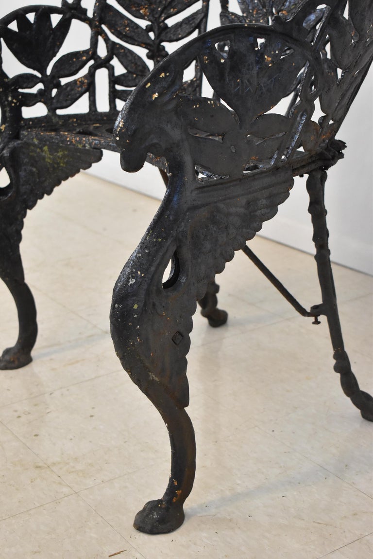 Vintage Cast Iron Winged Dragon Griffin Garden Bench Seat For Sale at ...
