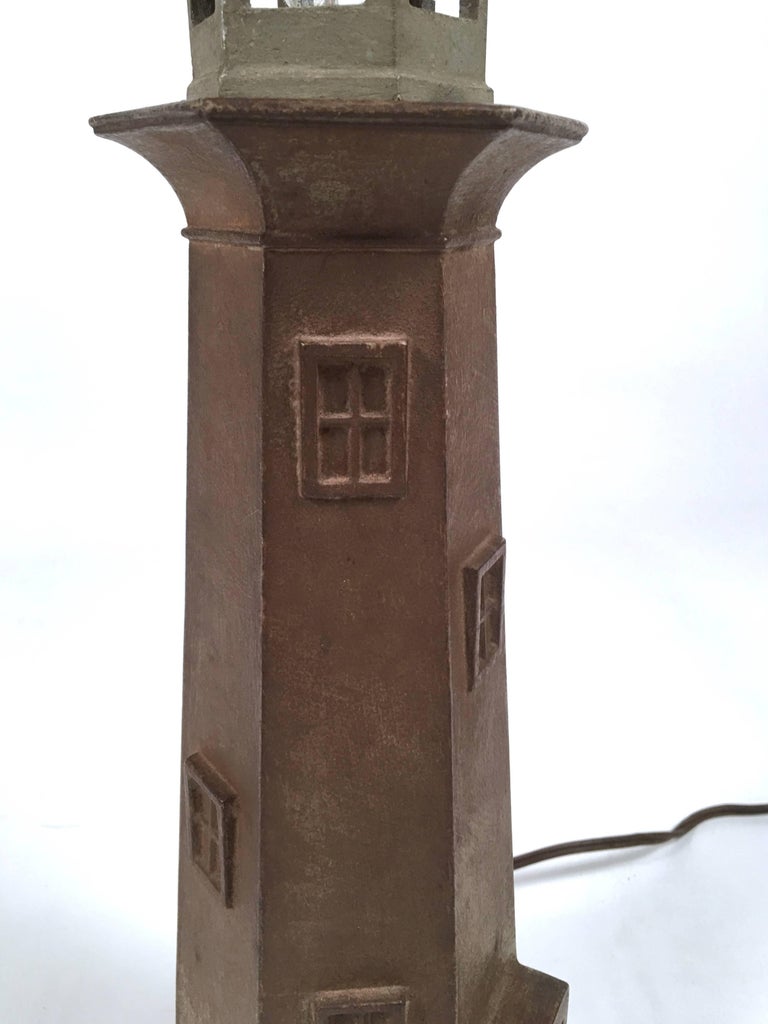 Vintage Cast Metal Lighthouse Lamp at 1stDibs