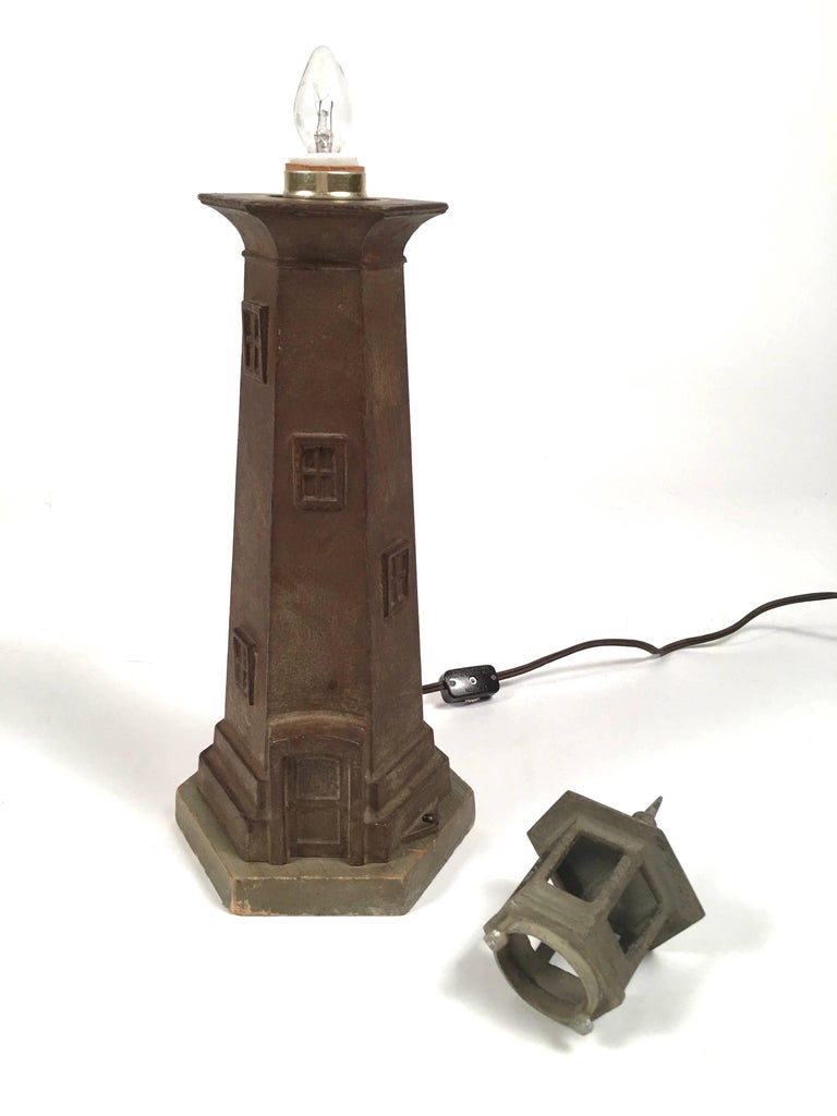Vintage Cast Metal Lighthouse Lamp at 1stDibs