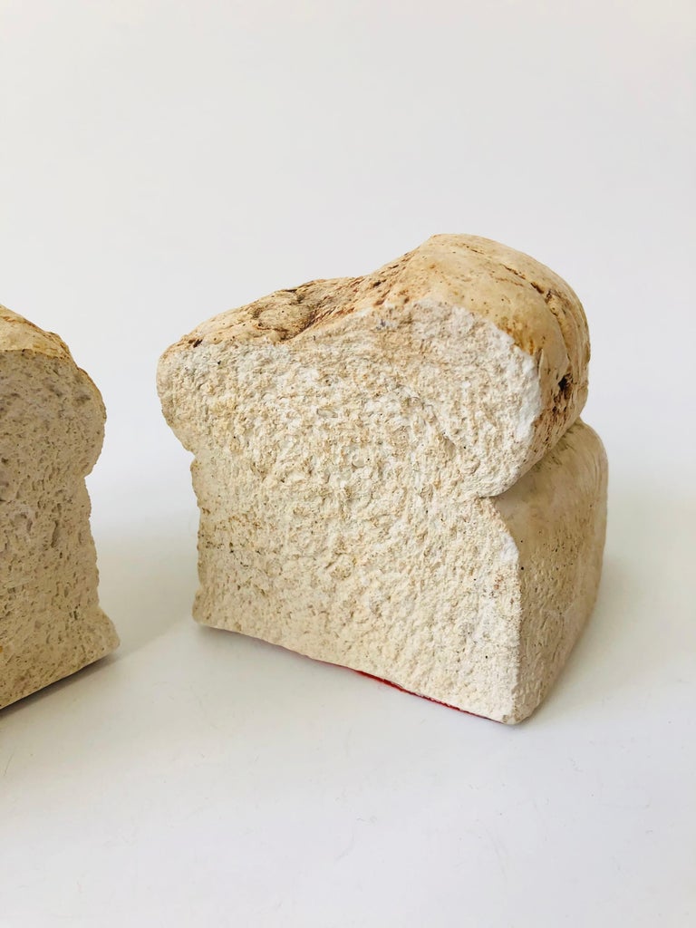 Vintage Cast Plaster Loaf of Bread Bookends For Sale at 1stDibs