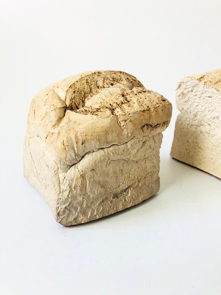 Vintage Cast Plaster Loaf of Bread Bookends For Sale at 1stDibs