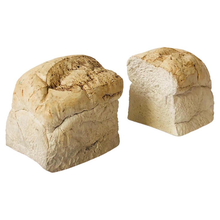Vintage Cast Plaster Loaf of Bread Bookends For Sale at 1stDibs