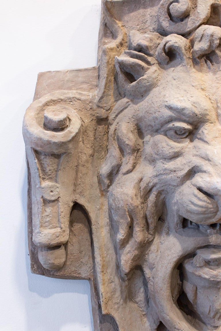 Vintage Cast Stone Lion Plaque at 1stDibs