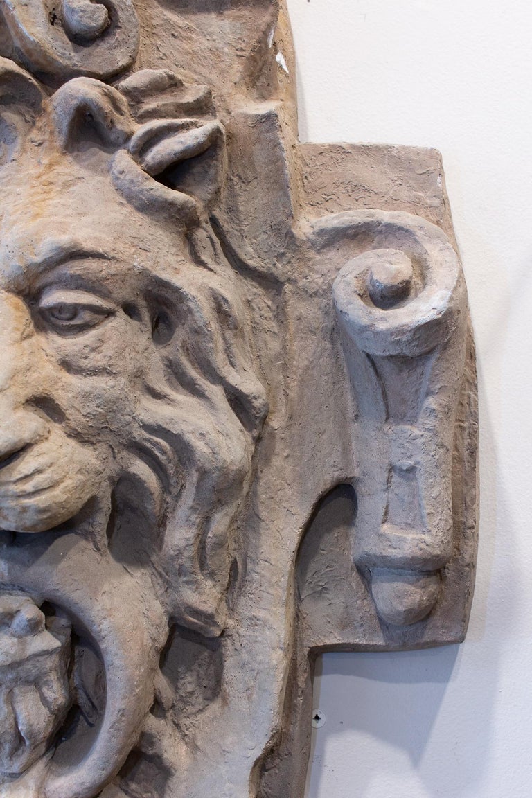 Vintage Cast Stone Lion Plaque at 1stDibs