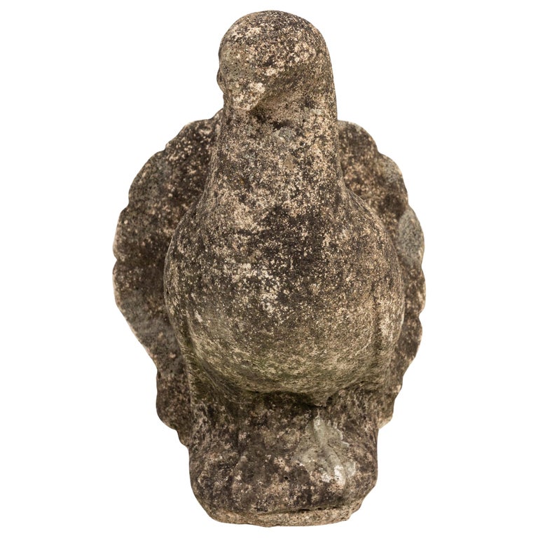 Vintage Cast Stone Pigeon Garden Ornament with Patina at 1stDibs