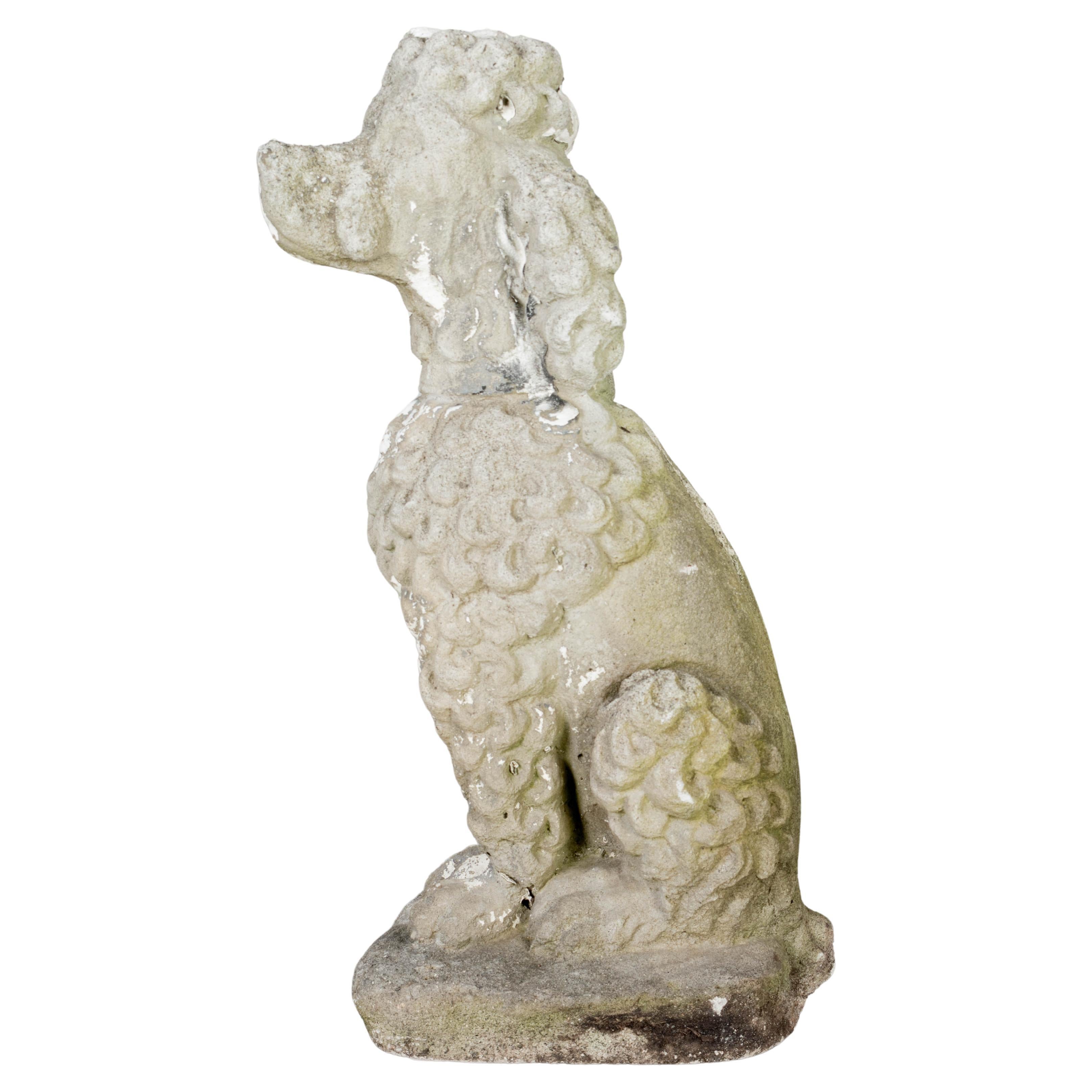 Vintage Cast Stone Poodle Garden Statue For Sale at 1stDibs