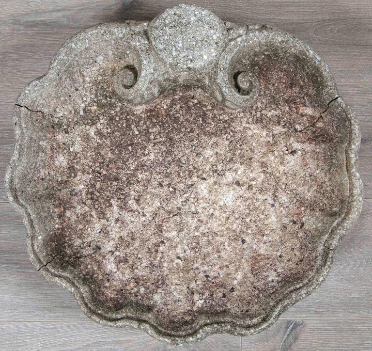 Vintage Cast Stone Shell Form Garden Ornament, Mid-20th Century at 1stDibs