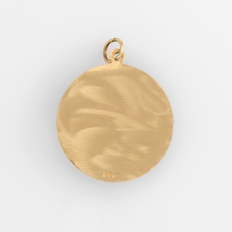 Vintage Cat Medallion Charm Vintage 14k Yellow Gold Estate Fine Animal ...