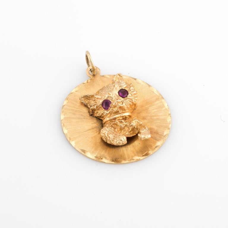 Vintage Cat Medallion Charm Vintage 14k Yellow Gold Estate Fine Animal ...