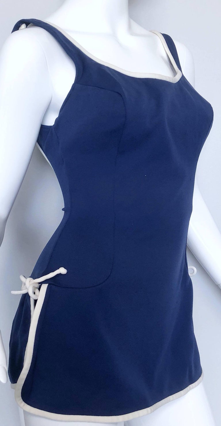 Vintage Catalina 1960s Navy Blue + White Nautical One Piece 60s Romper ...