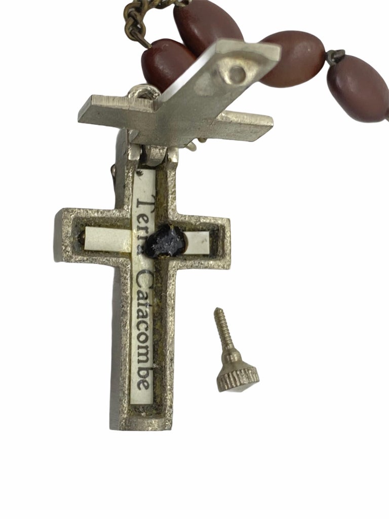 Vintage Catholic Reliquary Box Crucifix Pendant with Relics of ...