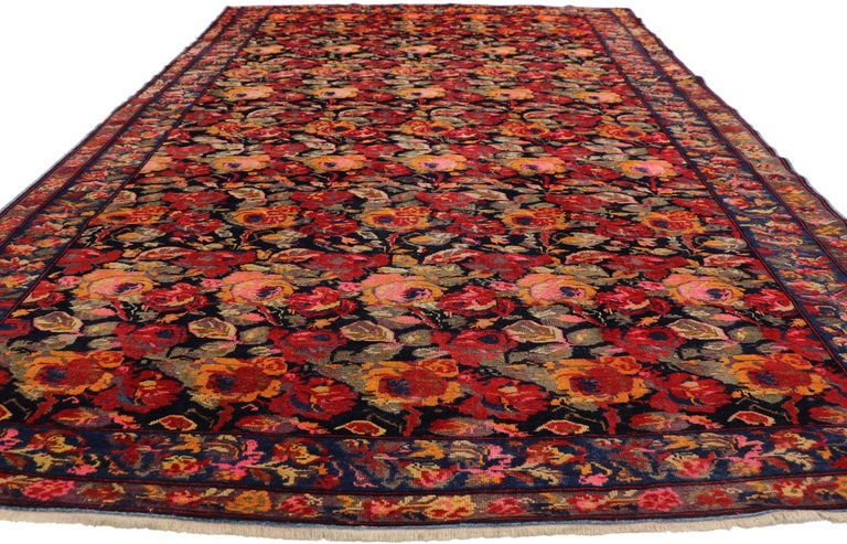 Vintage Caucasian Karabagh Rose Rug with English Cottage Tudor Style ...