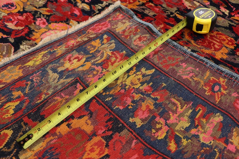 Vintage Caucasian Karabagh Rose Rug with English Cottage Tudor Style ...