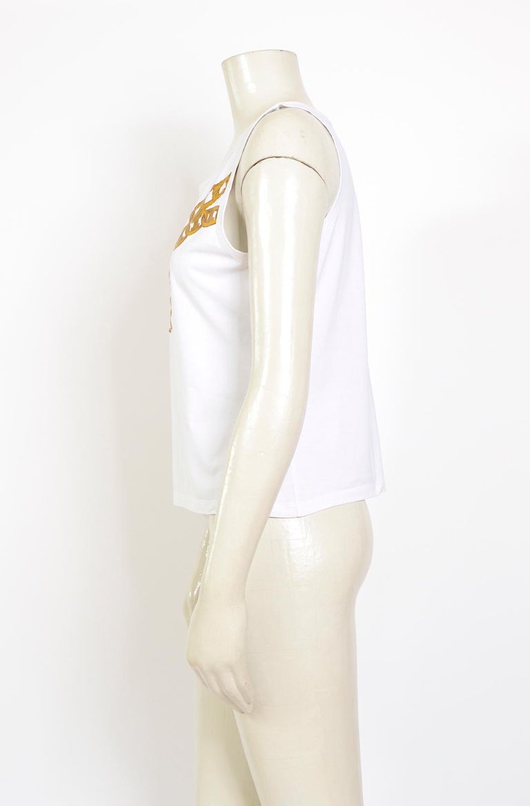 Vintage Céline 1990s printed cotton logo chain belt tank top For Sale ...