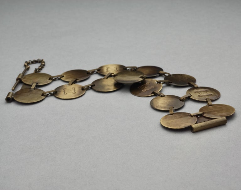 Vintage CELINE Blazon Logo Disc Coin Link Bracelet For Sale at 1stDibs