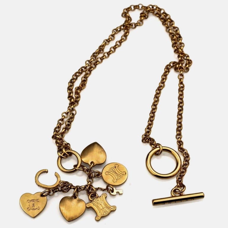 Vintage CELINE Logo Multiple Charm Necklace at 1stDibs | celine logo ...